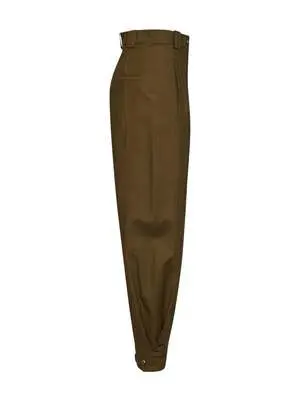 Max Mara Khaki Green Stretch Canvas Mxmadorni Barrel-leg Trousers - Multicolor