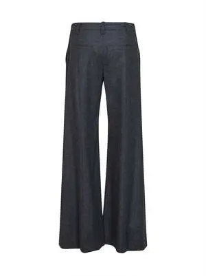 Brunello Cucinelli Medium Grey Virgin Wool And Cashmere Wide Flare Trousers