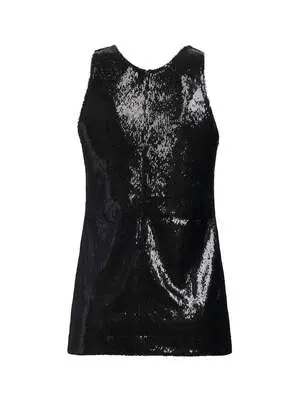 TOTEME Black Sequin Curved Tank Top