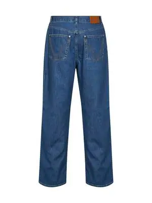 Bottega Veneta Medium Blue Cotton Denim Wide-leg Jeans