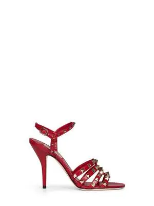 Valentino Garavani Red Kidskin Rockstud 100mm Sandals - Multicolor