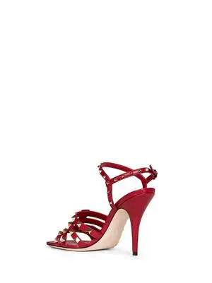 Valentino Garavani Red Kidskin Rockstud 100mm Sandals - Multicolor