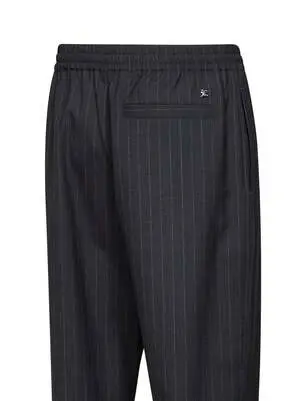 Burberry Iron Grey Pinstriped Wool Track Trousers