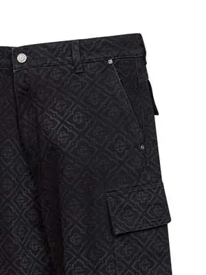 Casablanca Black Cotton Denim Monogram Cargo Jeans