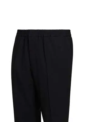 AMI Paris Black Wool Serge Trousers With Elasticated Waistband
