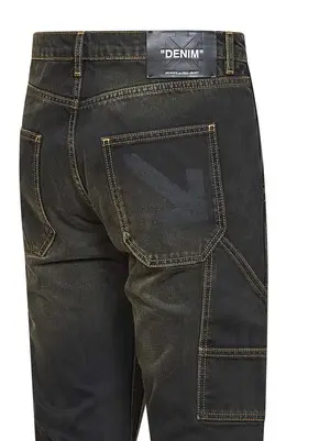 Off-White Black Denim Half Arrow Ripped Flared Jeans