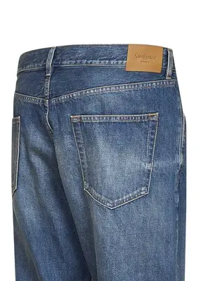 Saint Laurent Blue Cotton Denim Mid-rise Straight-leg Jeans