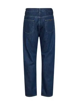 Valentino Garavani Medium Bue Cotton Denim Jeans With Vgold