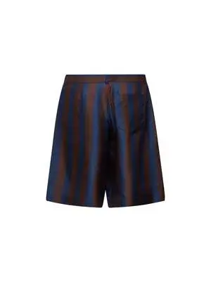 Fendi Brown And Navy Blue Pequin Silk Bermuda Shorts