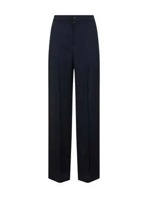 Gucci Dark Blue Viscose And Silk Jacquard Trousers - Multicolor