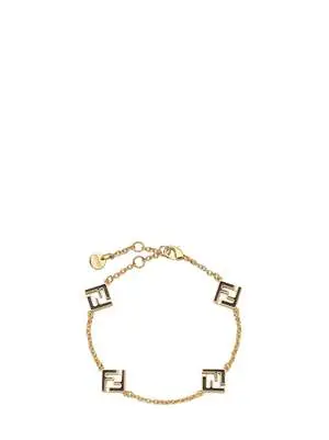 Fendi Gold Metal And Black Enamel Forever Bracelet