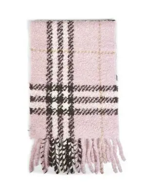 Burberry Bow Pink Check Bouclé Wool And Alpaca Blend Scarf - Multicolor