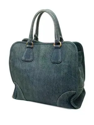 Prada 2000-2026 Denim Open Convertible Tote Satchel
