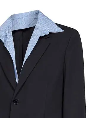 Balenciaga Dark Navy Wool Twill Hybrid Shirt Jacket
