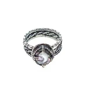 GEM KINGDOM Dolphin Cameo Ring Grey - Grey/silver