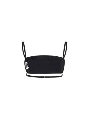 JIL SANDER Black Wool And Silk Faille Bralette Top