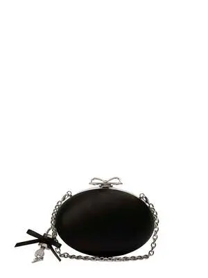 SELF-PORTRAIT Black Oval Clutch With Short Shoulder Strap - Multicolor