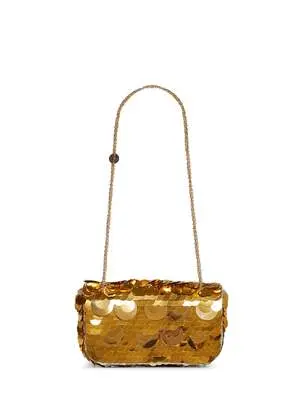 Rabanne Gold Small Sparkle Baguette Bag Shoulder Bag