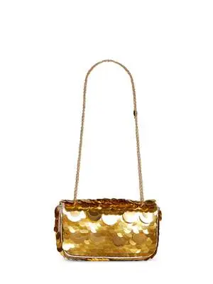 Rabanne Gold Small Sparkle Baguette Bag Shoulder Bag