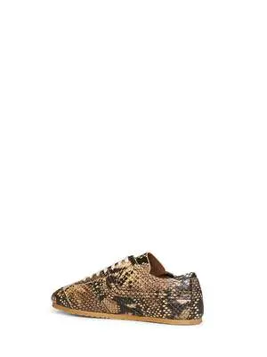 Dries Van Noten Beige Snakeskin-embossed Leather Sneakers - Multicolor