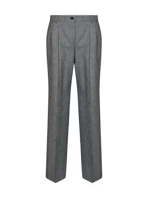 Dolce & Gabbana Black And White Prince Of Wales Check Wool And Cashmere Straight-leg Trousers - Multicolor