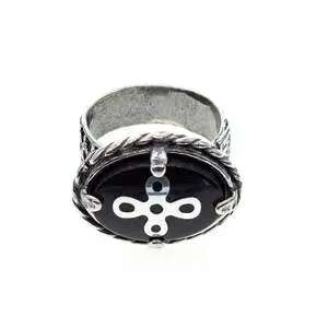 GEM KINGDOM Knot Ring Black - Black/silver