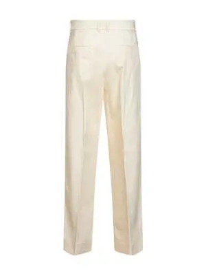 Moncler Natural Cotton Gabardine Wide-leg Tailored Trousers - Multicolor