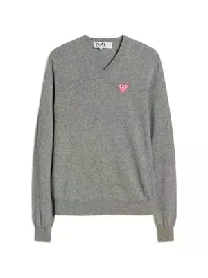 PLAY Heart-patch V-neck Sweater