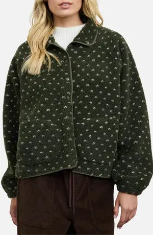 J.O.A. Dotted High Pile Fleece Jacket - Olive