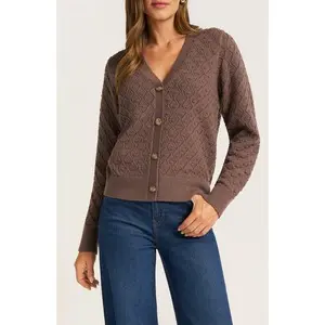 Matty M. Sonny Pointelle Cardigan - Pebble