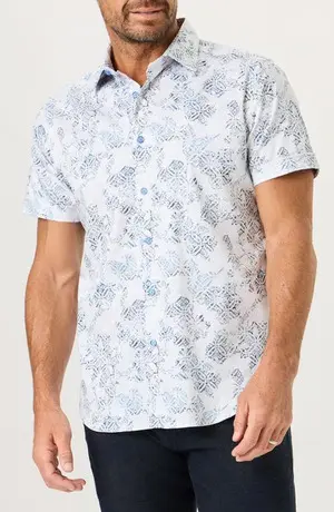Robert Graham Digsby Print Stretch Cotton Short Sleeve Shirt - Multi