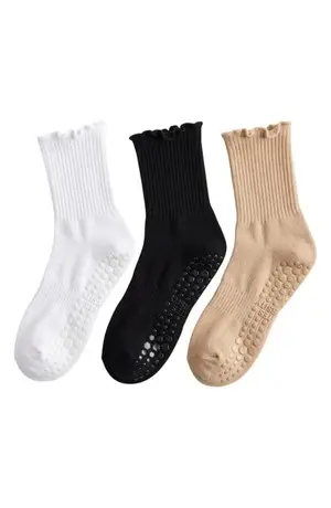 PILATES UNIVERSITY 1883 The Everyday Ruffle 3-pack Crew Socks - Multi