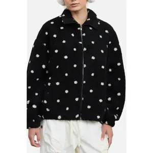 J.O.A. Polka Dot Fleece Jacket - Black