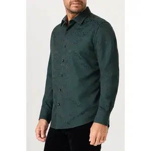 Robert Graham Wilsden Damask Long Sleeve Button Up Shirt - Emerald