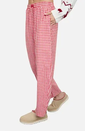 J.O.A. Gingham Elastic Waist Cotton Pants