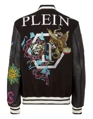 Philipp Plein Leather Bomber Tattoo