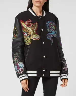 Philipp Plein Leather Bomber Tattoo