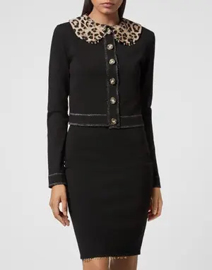 Philipp Plein Cardigan Short Leopard - Black
