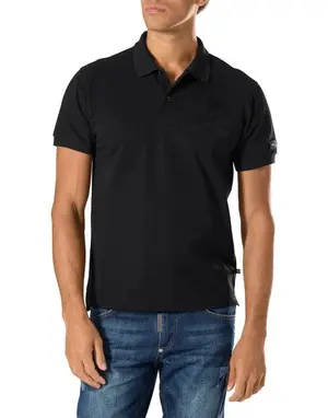 Philipp Plein Slim Fit Polo Shirt Ss "double Colors - Black/darkgrey