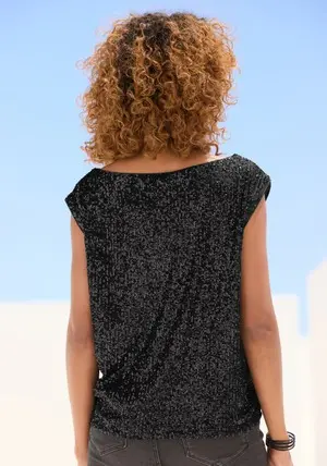LASCANA Convertible Neckline Sequin Top