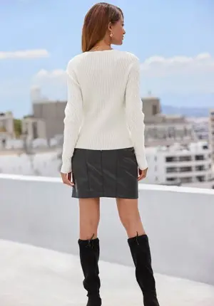 LASCANA Cable Knit V-neck Sweater