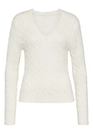 LASCANA Cable Knit V-neck Sweater