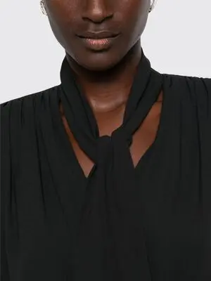 IRO PARIS Draped Crêpe Mini Dress With V-neck And Long Balloon Sleeves