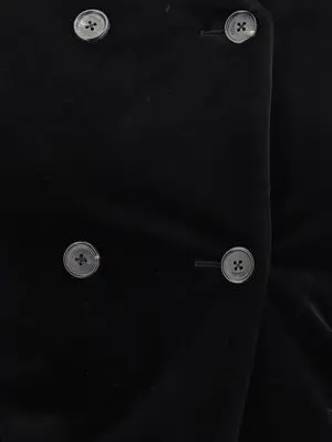 Khaite Cropped Double-breasted Velvet Blazer With Peak Lapels