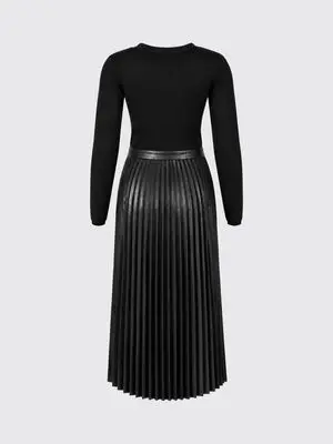 TWINSET Long-sleeved Pleated Jersey Maxi Dress - Black