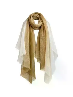 OATS & RICE Macaron Ombre Fringed Cashmere Scarf - Neutrals