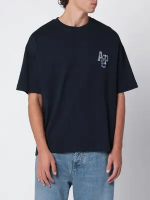 A.p.c. Relaxed Fit Contrast Logo Organic Cotton T-shirt By Blue