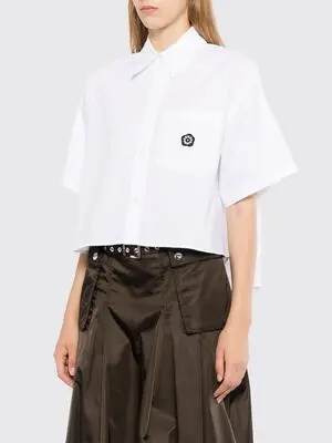 Kenzo Boke Flower Logo Cotton Poplin Bowling Shirt - White