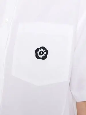 Kenzo Boke Flower Logo Cotton Poplin Bowling Shirt