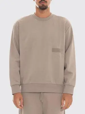 BOSS Regular Fit Crewneck Cotton-blend Jumper With Tonal Logo - Mud